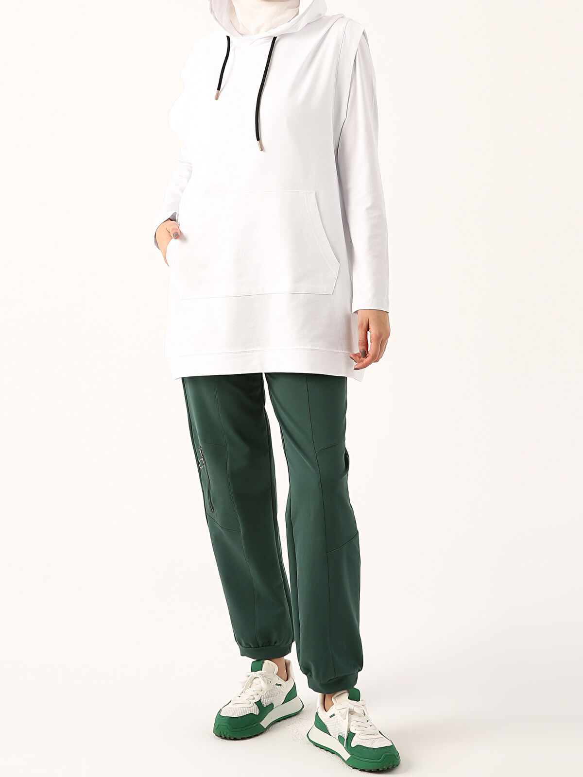 Allday Kapüşonlu Düz Kadın Süveter