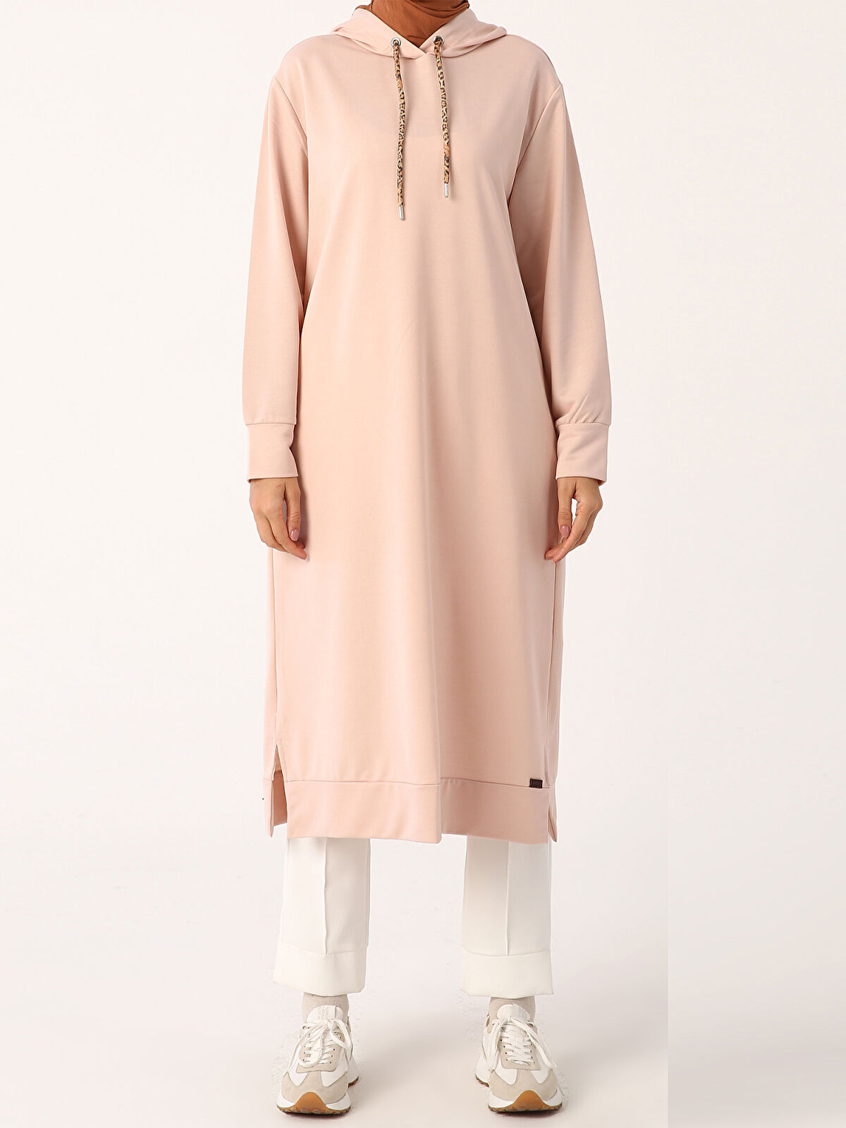 Allday Kapüşonlu Düz Uzun Kollu Kadın Tunik