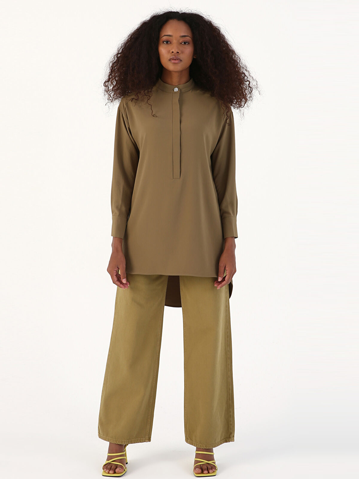 Allday Hakim Yaka Düz Uzun Kollu Kadın Tunik