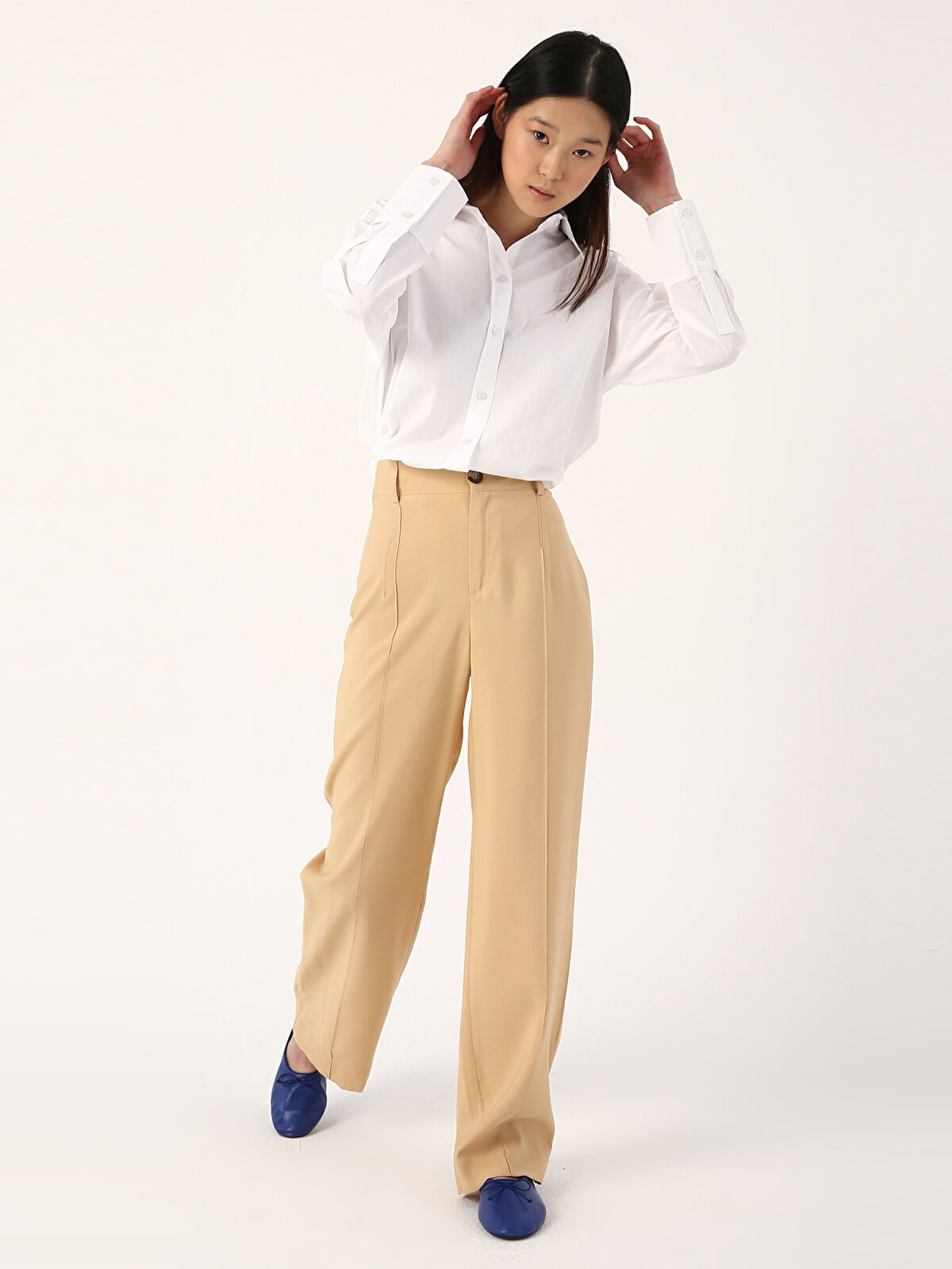 Allday Rahat Kalıp Düz Geniş Paça Kadın Pantolon