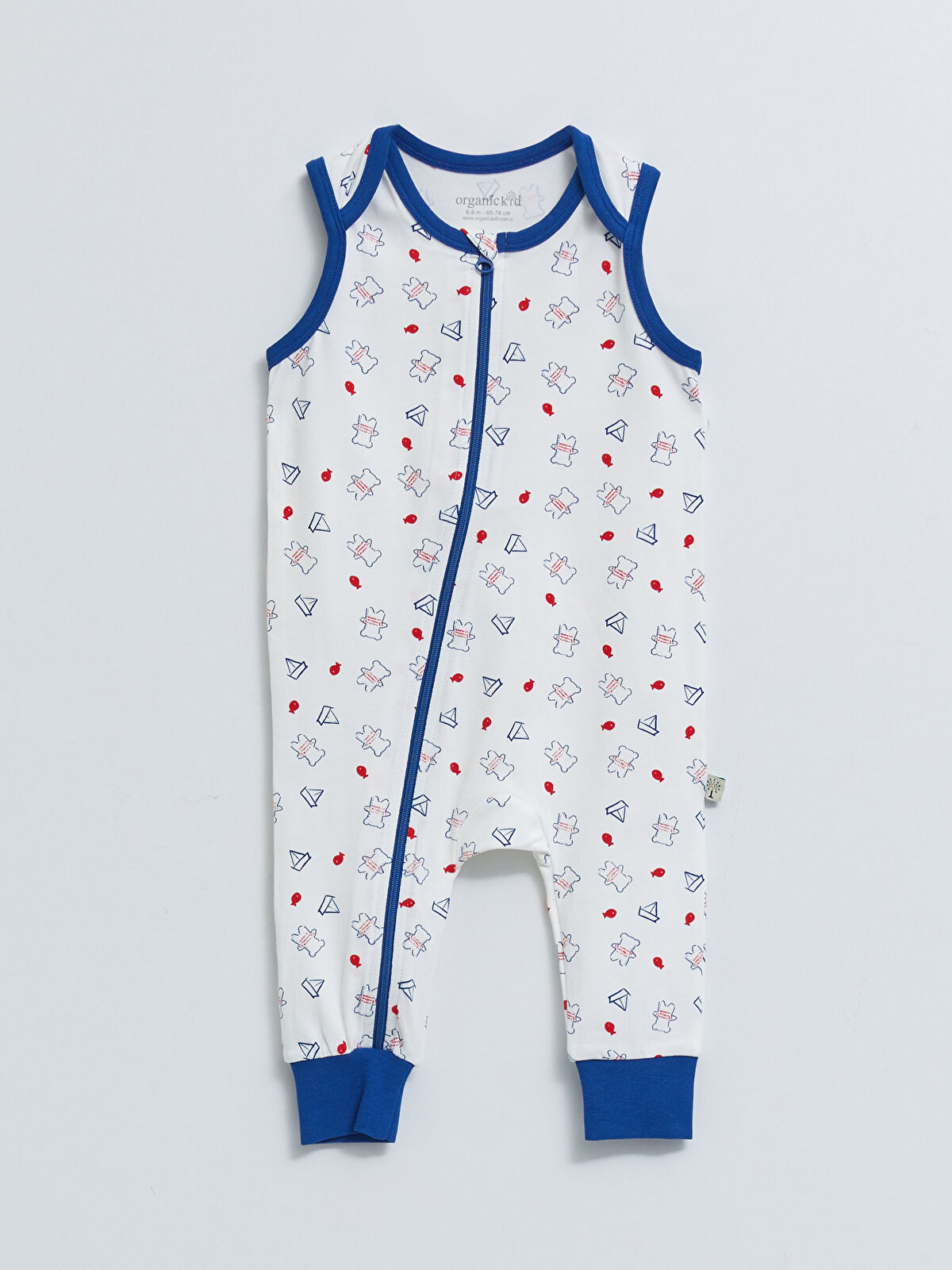 Organickid Bisiklet Yaka Baskılı Erkek Bebek Tulum