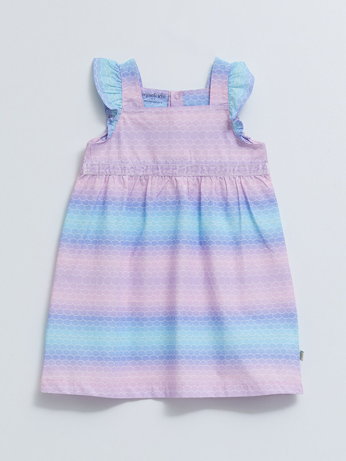 Organickid Kare Yaka Askılı Kız Bebek Elbise