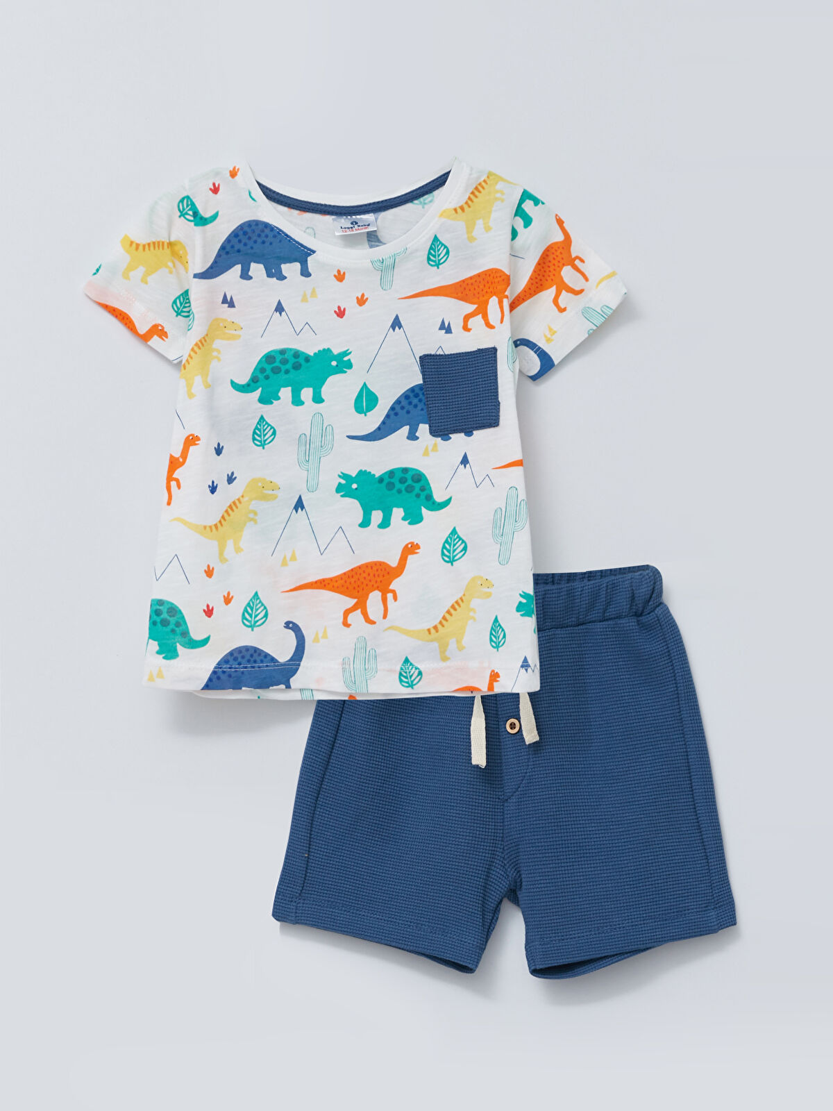 Luggi Baby Bisiklet Yaka Baskılı Erkek Bebek Tişört ve Şort 2'li Takım