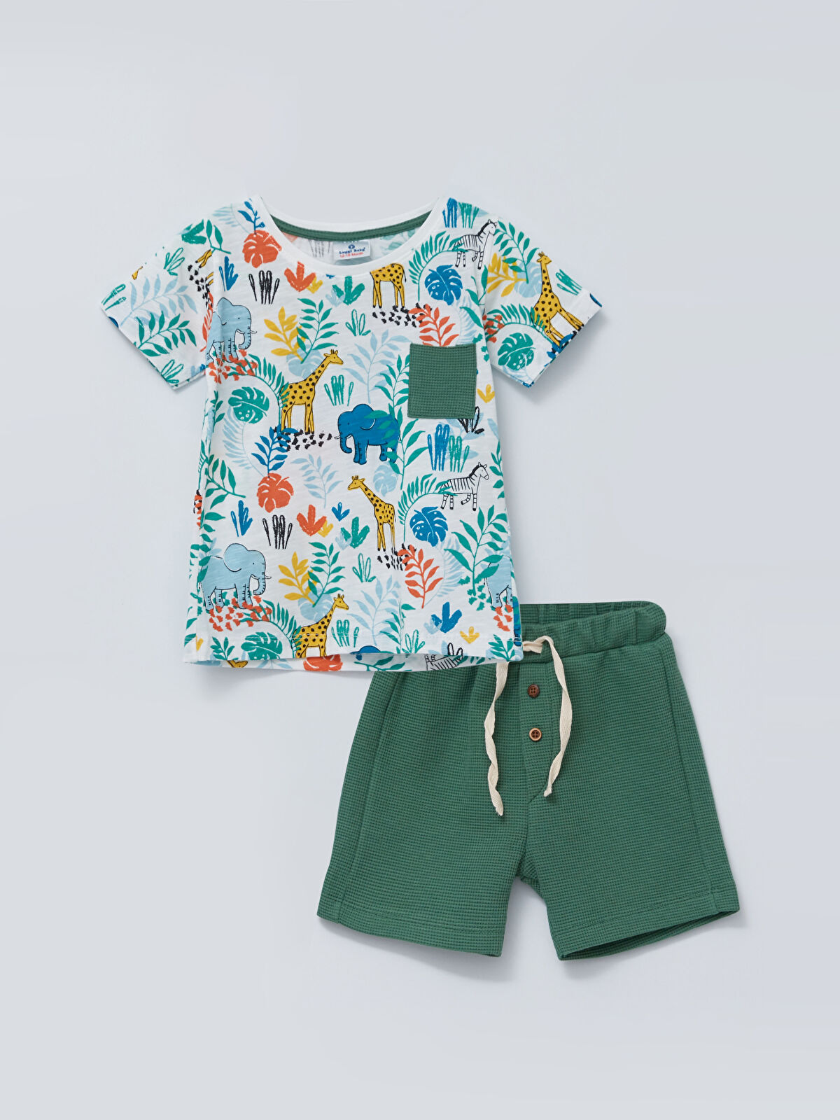 Luggi Baby Bisiklet Yaka Baskılı Erkek Bebek Tişört ve Şort 2'li Takım