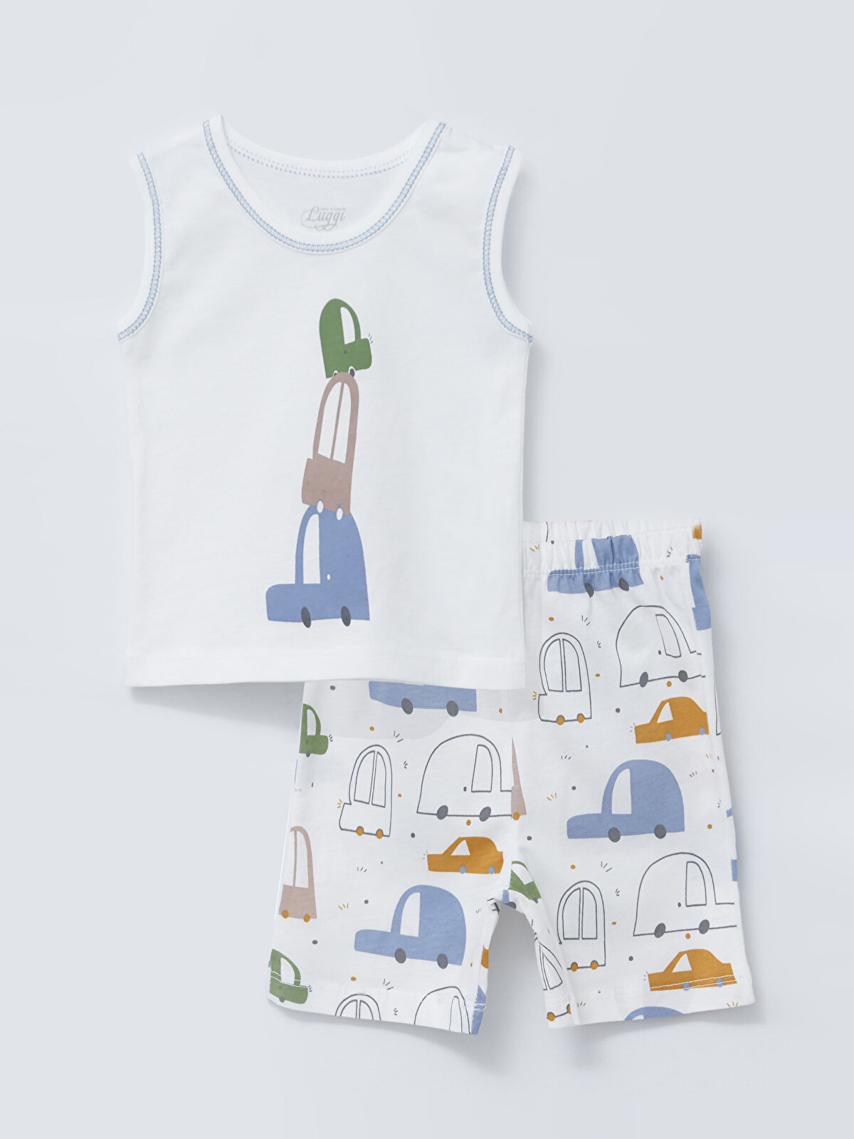 Luggi Baby Bisiklet Yaka Baskılı Erkek Bebek Atlet ve Şort 2'li Takım Luggi Baby Bisiklet Yaka Baskılı Erkek Bebek Atlet ve Şort 2'li Takım