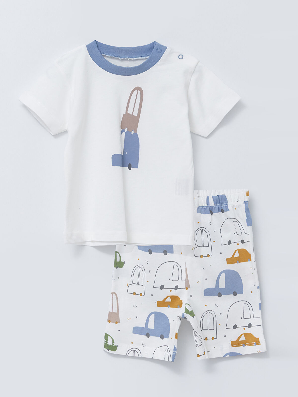 Luggi Baby Bisiklet Yaka Baskılı Erkek Bebek Tişört ve Şort 2'li Takım