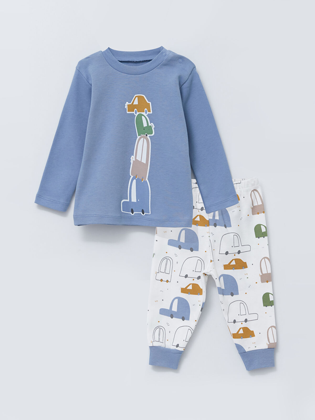 Luggi Baby Bisiklet Yaka Baskılı Erkek Bebek Pijama Takımı 2'li