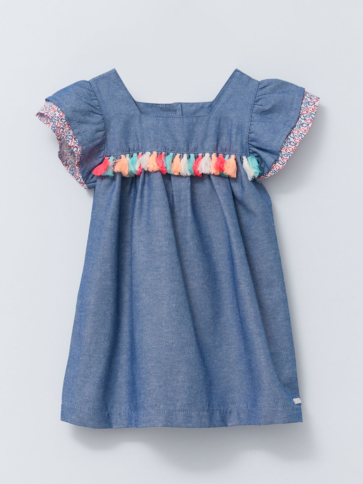 Luggi Baby Kare Yaka Kısa Kollu Kız Bebek Elbise