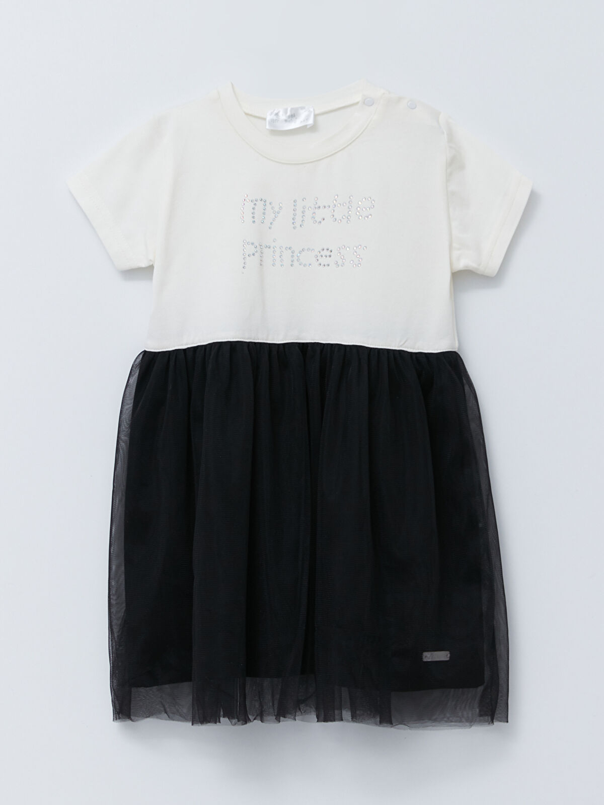 Luggi Baby Bisiklet Yaka Kısa Kollu Kız Bebek Elbise