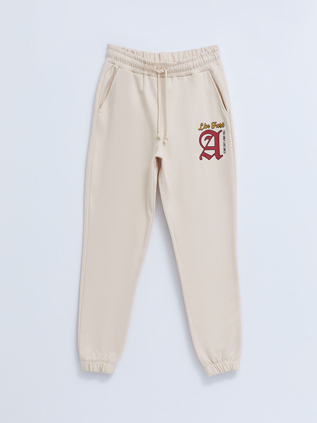 LCW CASUAL Beli Lastikli Baskılı Cep Detaylı Kadın Jogger Eşofman Altı