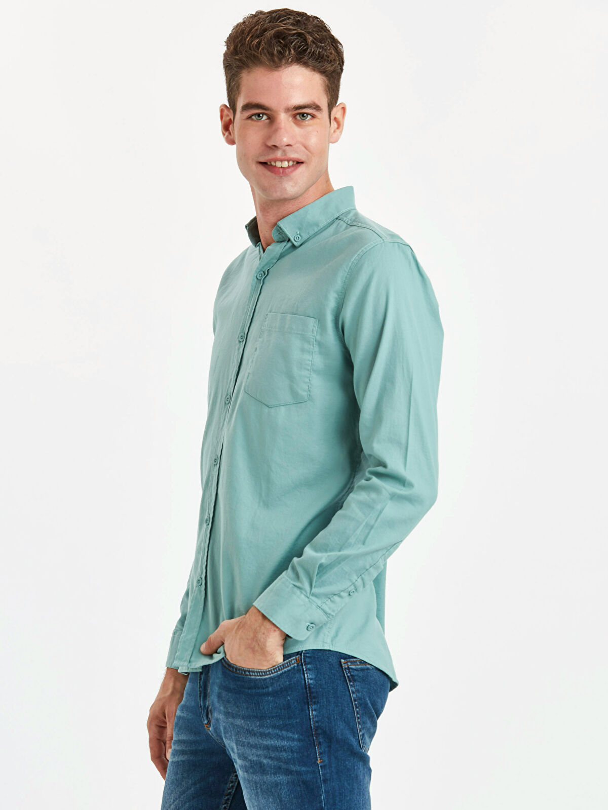 Extra Slim Fit Uzun Kollu Armürlü Gömlek