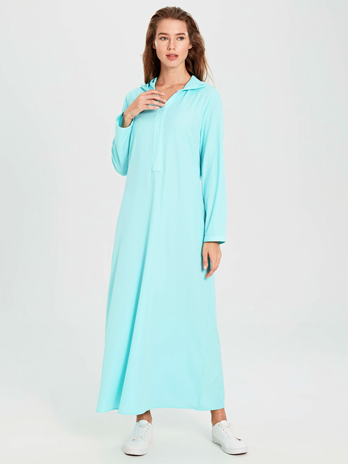 LCW GRACE Kapüşonlu Uzun Kollu Krep Kadın Elbise