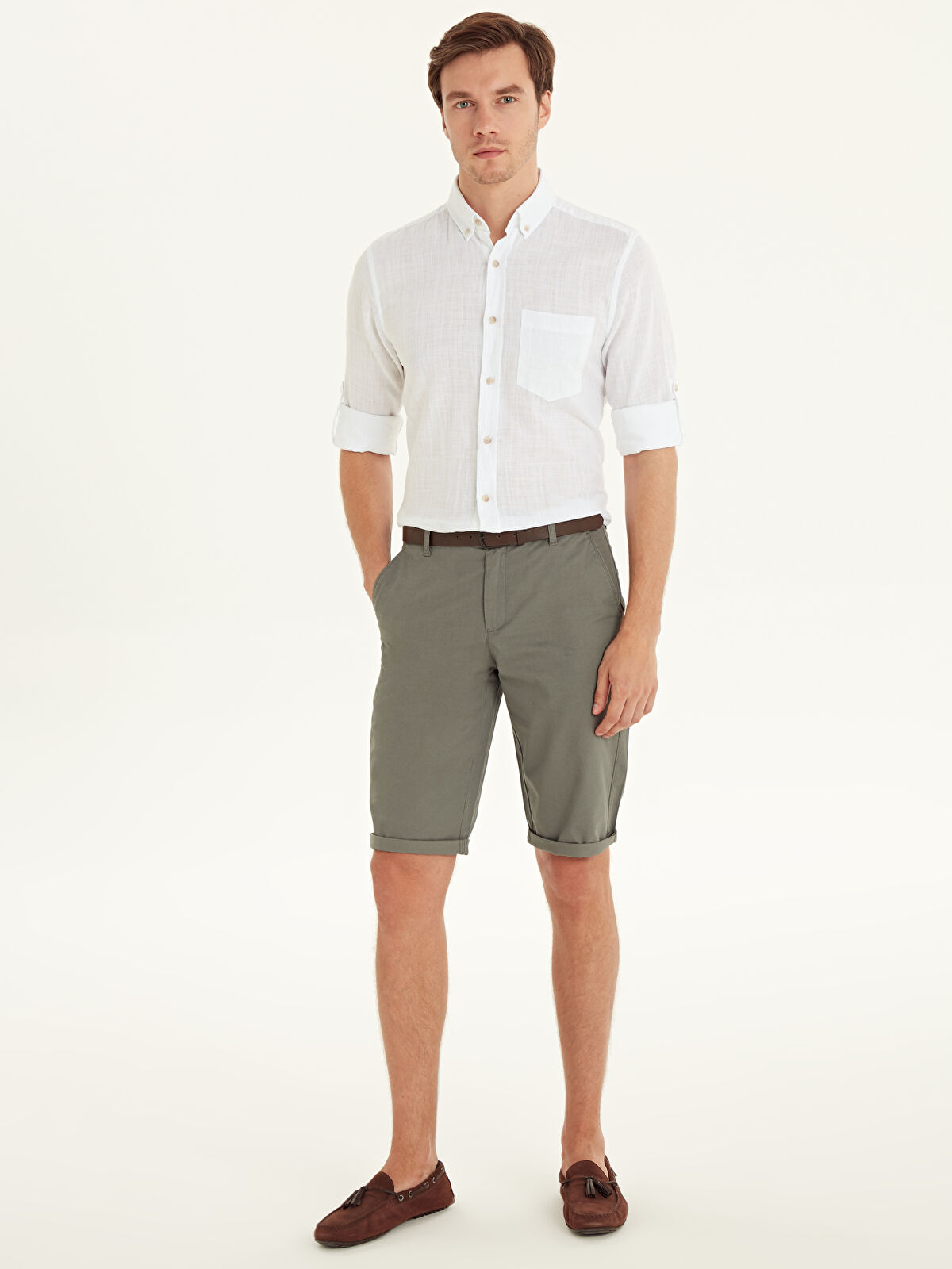 Regular Fit Gabardin Bermuda Şort