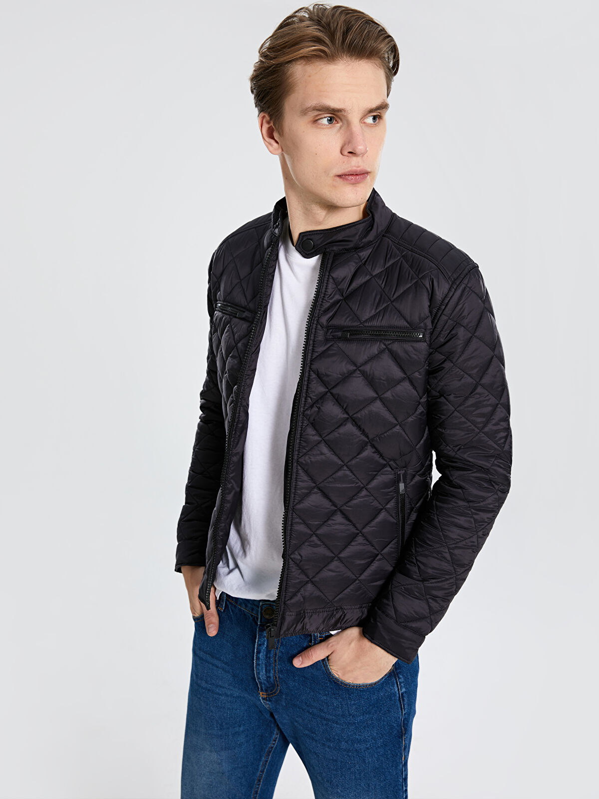 LCW CASUAL Standart Kalıp Biker Yaka İnce Erkek Mont