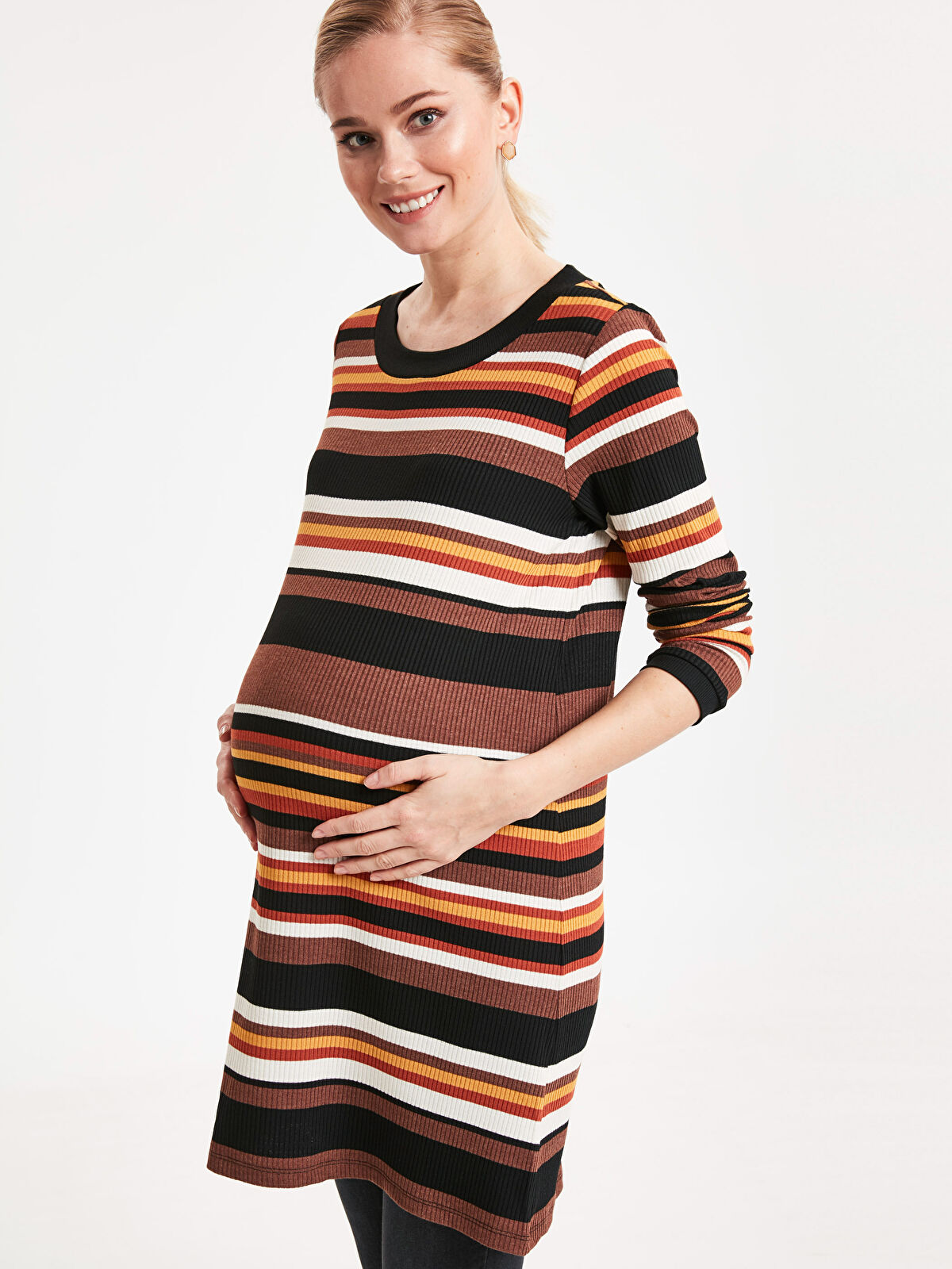 Çizgili Esnek Hamile Tunik Çizgili Esnek Hamile Tunik