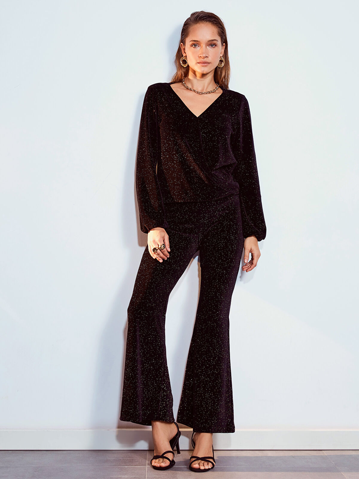 Işıltılı İspanyol Paça Pantolon