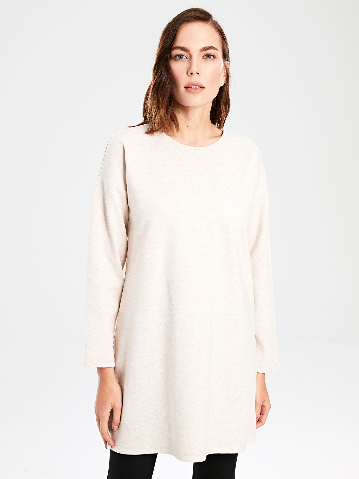 Puantiyeli Salaş Uzun Kollu Kadın Tunik