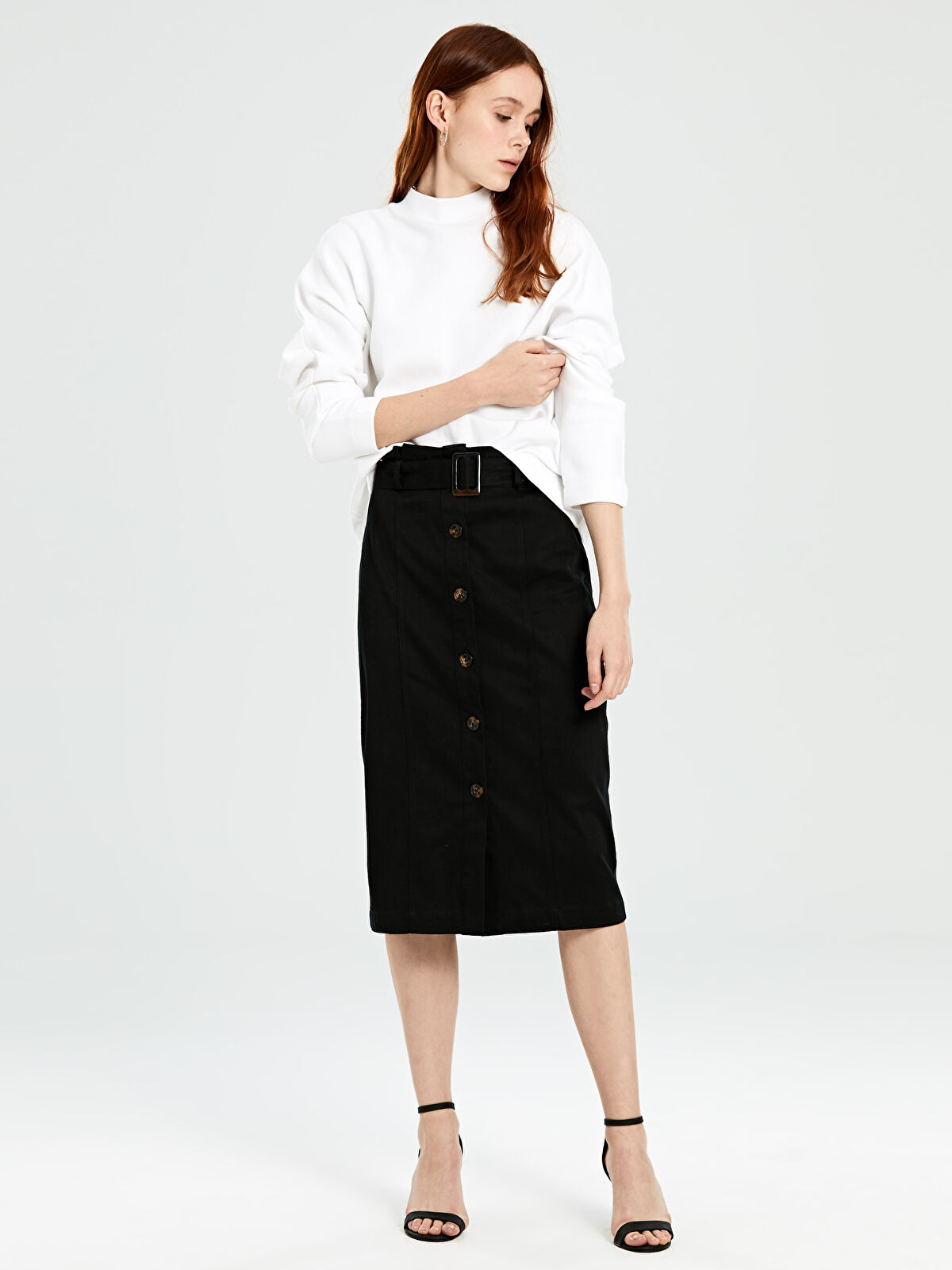 Kemerli Pamuklu Kadın Etek