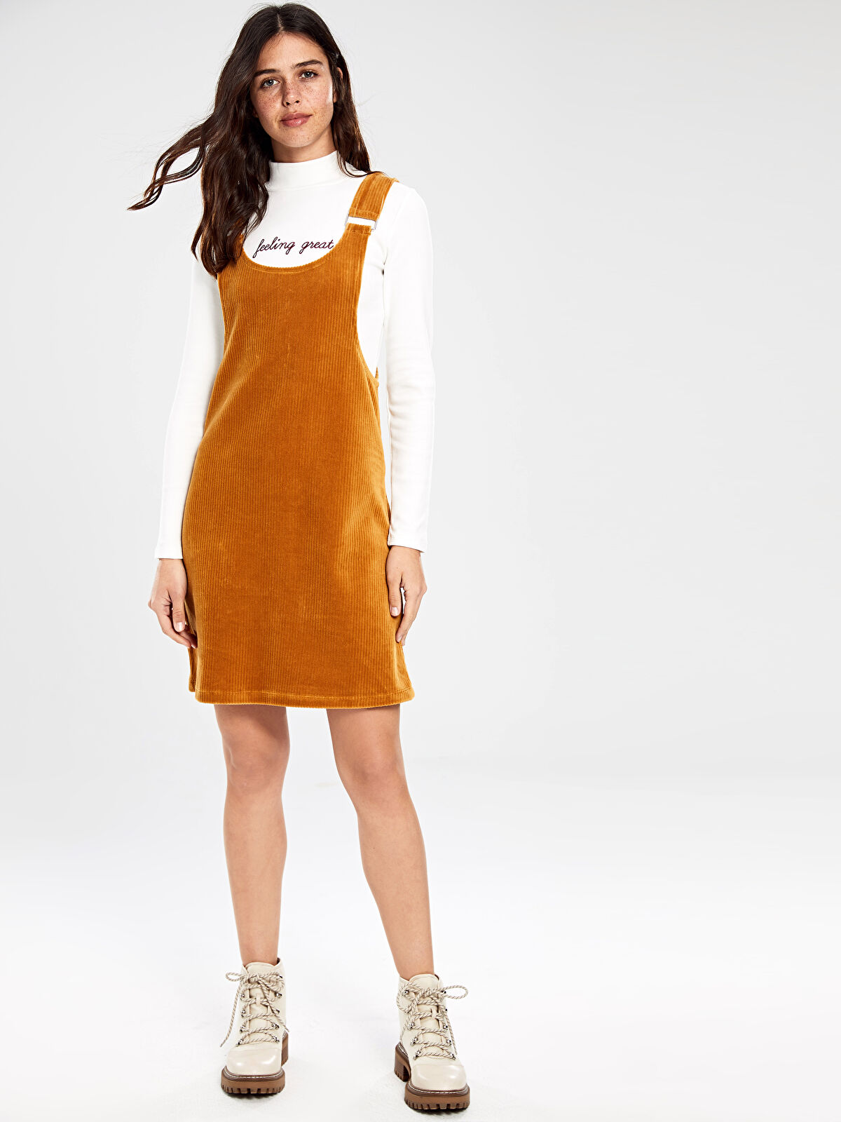 Kadife Salopet Kadın Mini Elbise