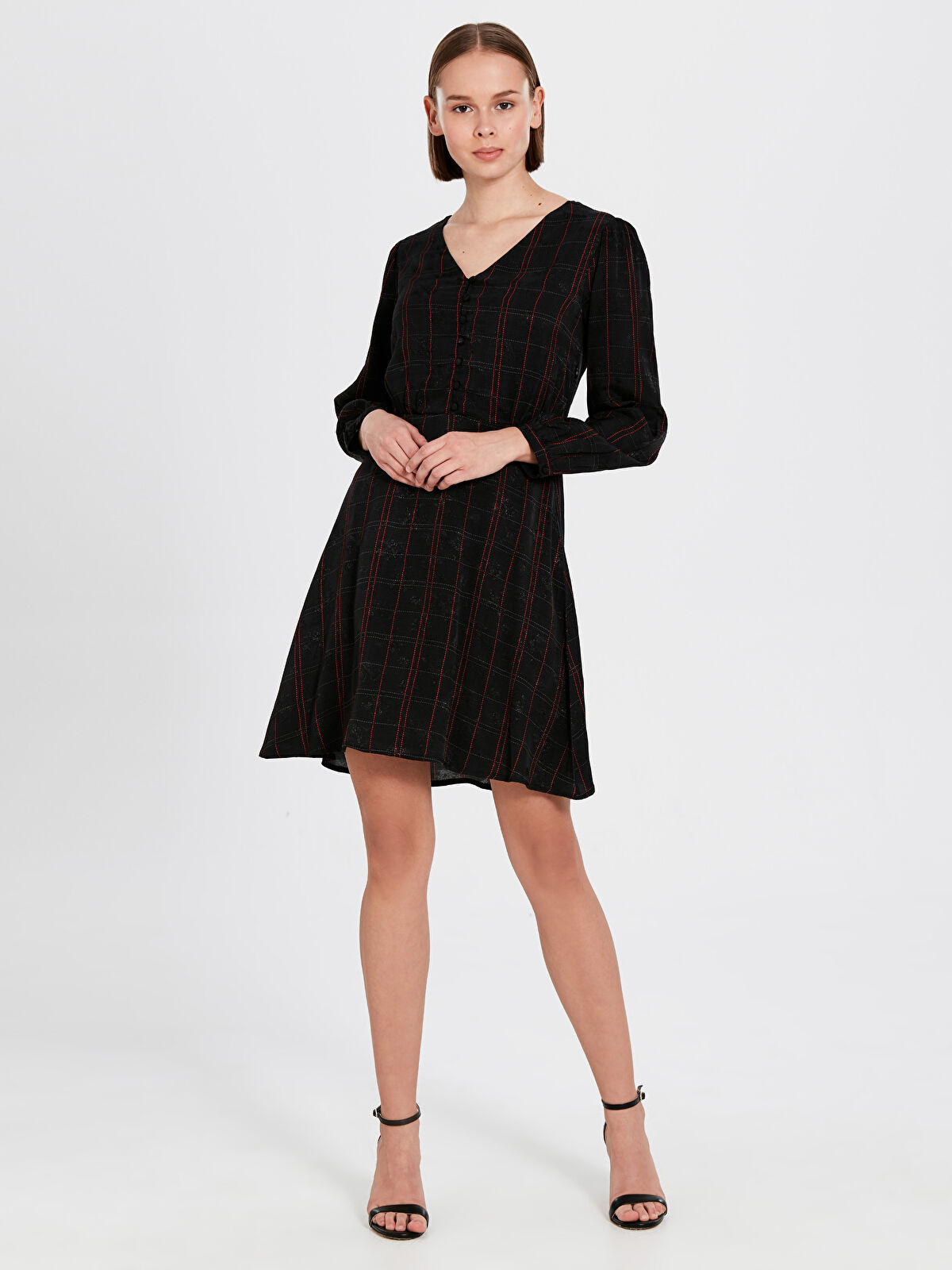 Kareli Viskon Elbise