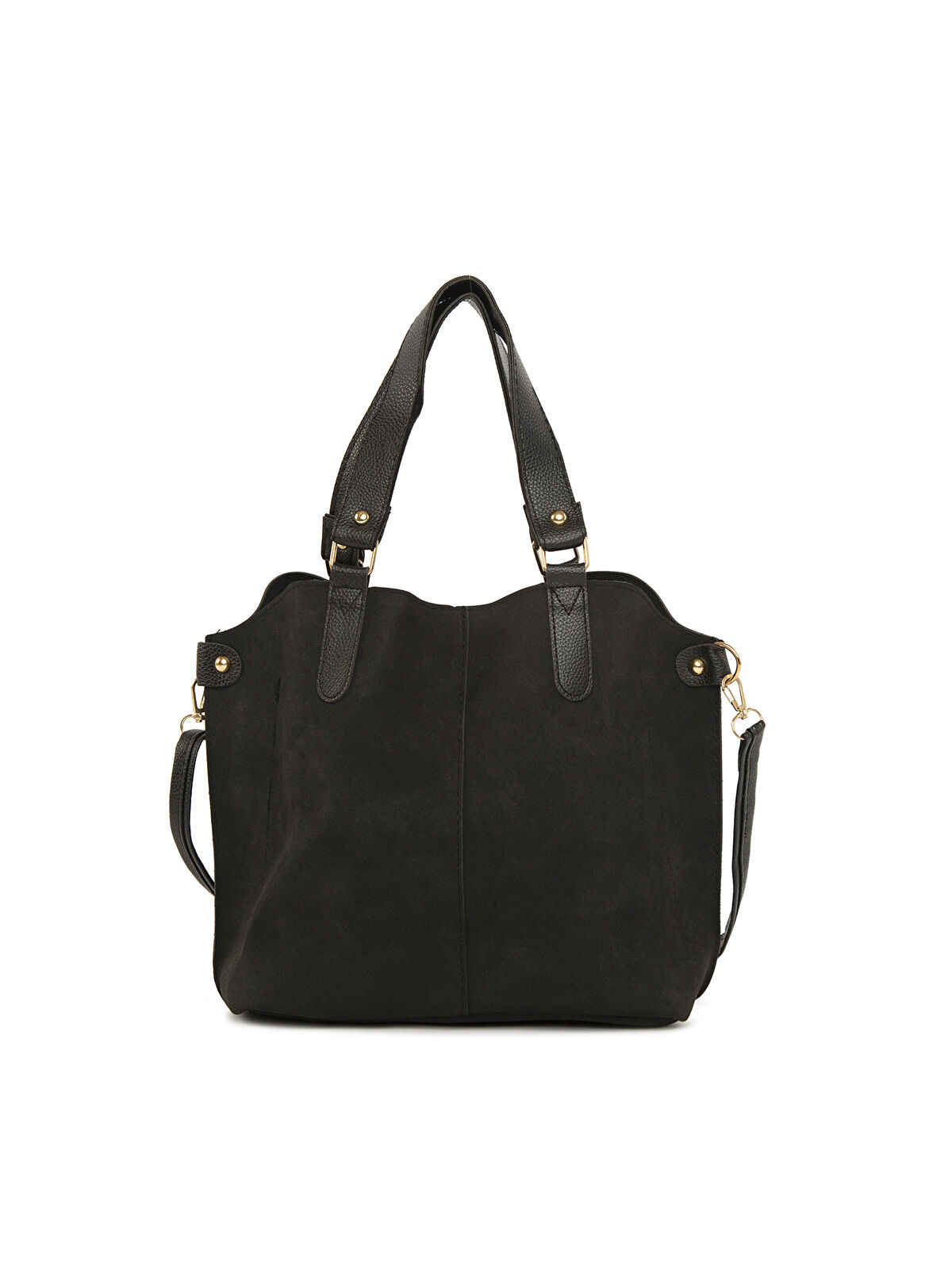 Bagmori Üç Bölmeli Çıtçıt Detaylı Nubuk Çanta Bagmori Üç Bölmeli Çıtçıt Detaylı Nubuk Çanta