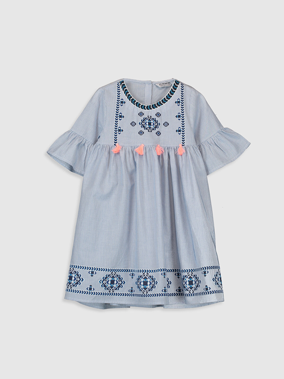 Kız Çocuk Desenli Pamuklu Elbise Anne Kız Kombini