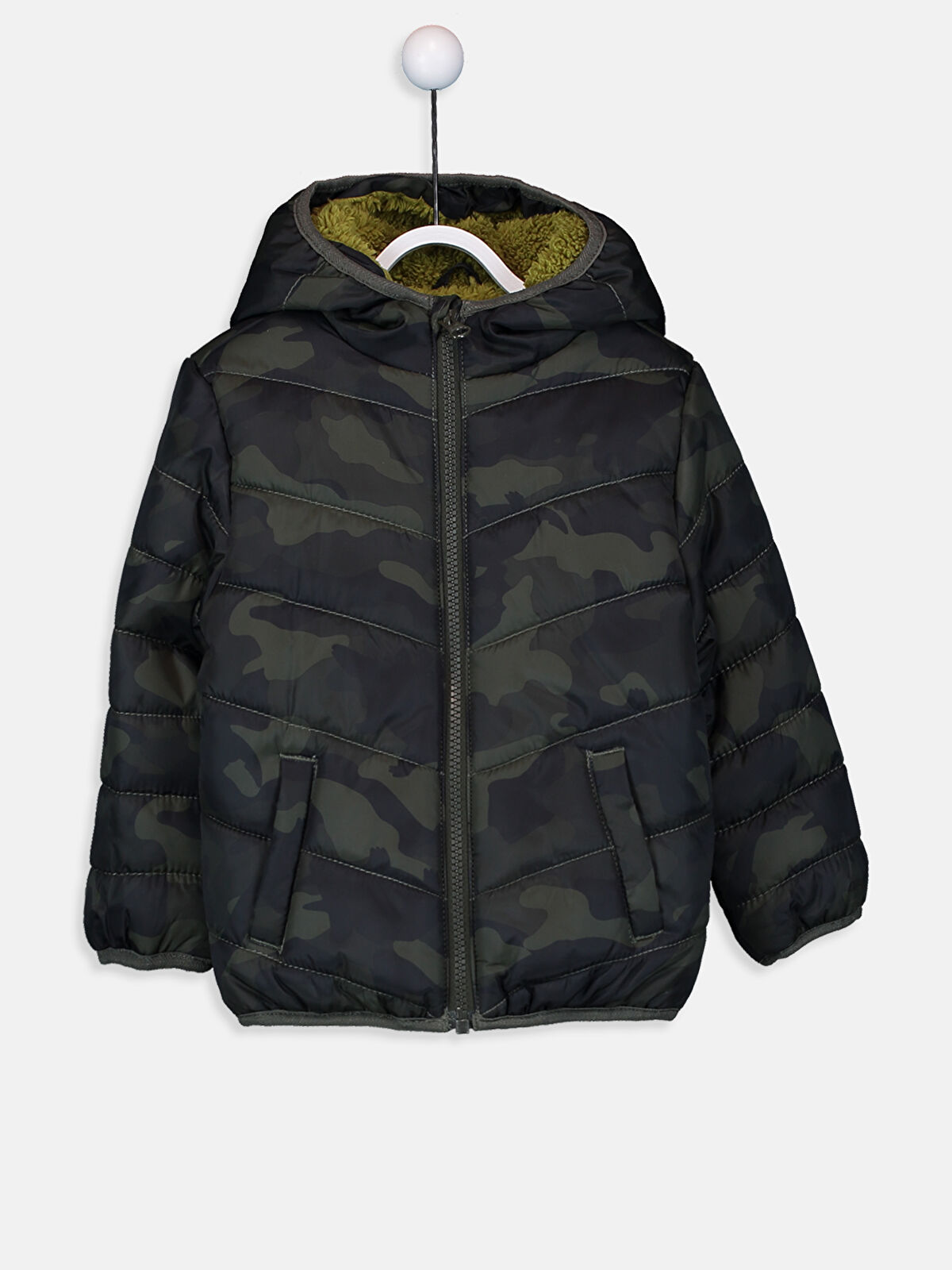 Kapüşonlu Uzun Kollu Baskılı Kalın Erkek Bebek Kaban Kapüşonlu Uzun Kollu Baskılı Kalın Erkek Bebek Kaban