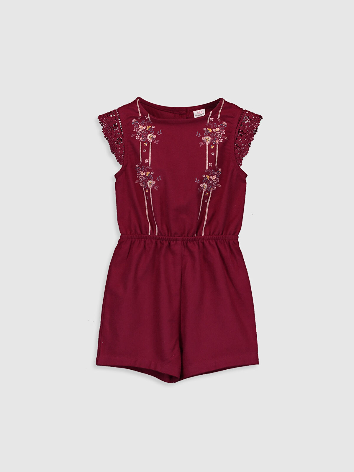 Bisiklet Yaka Baskılı Pamuklu Kız Bebek Şort Salopet