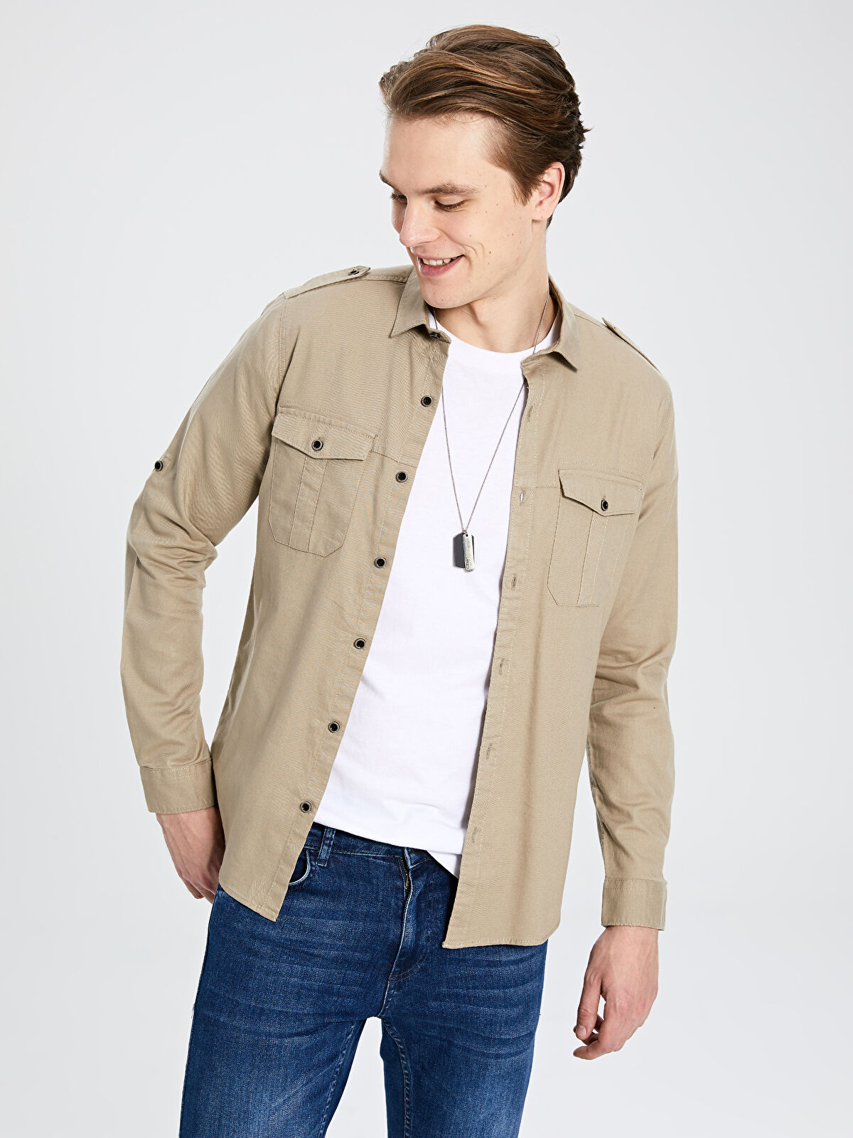 Ekstra Slim Fit Uzun Kollu Gabardin Erkek Gömlek