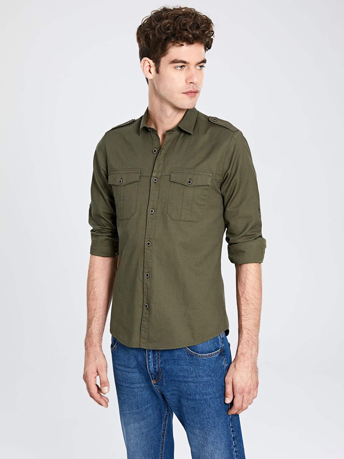 Ekstra Slim Fit Uzun Kollu Gabardin Erkek Gömlek