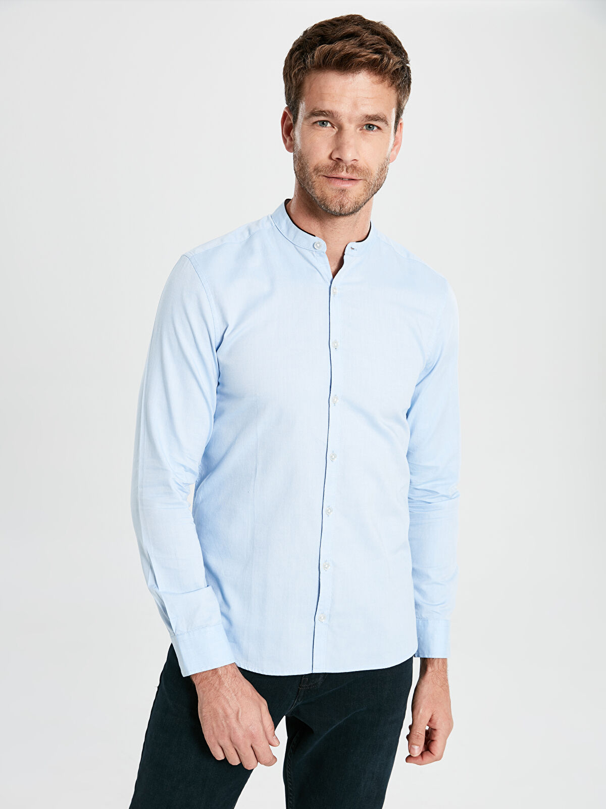 Slim Fit Hakim Yaka Uzun Kollu Oxford Gömlek