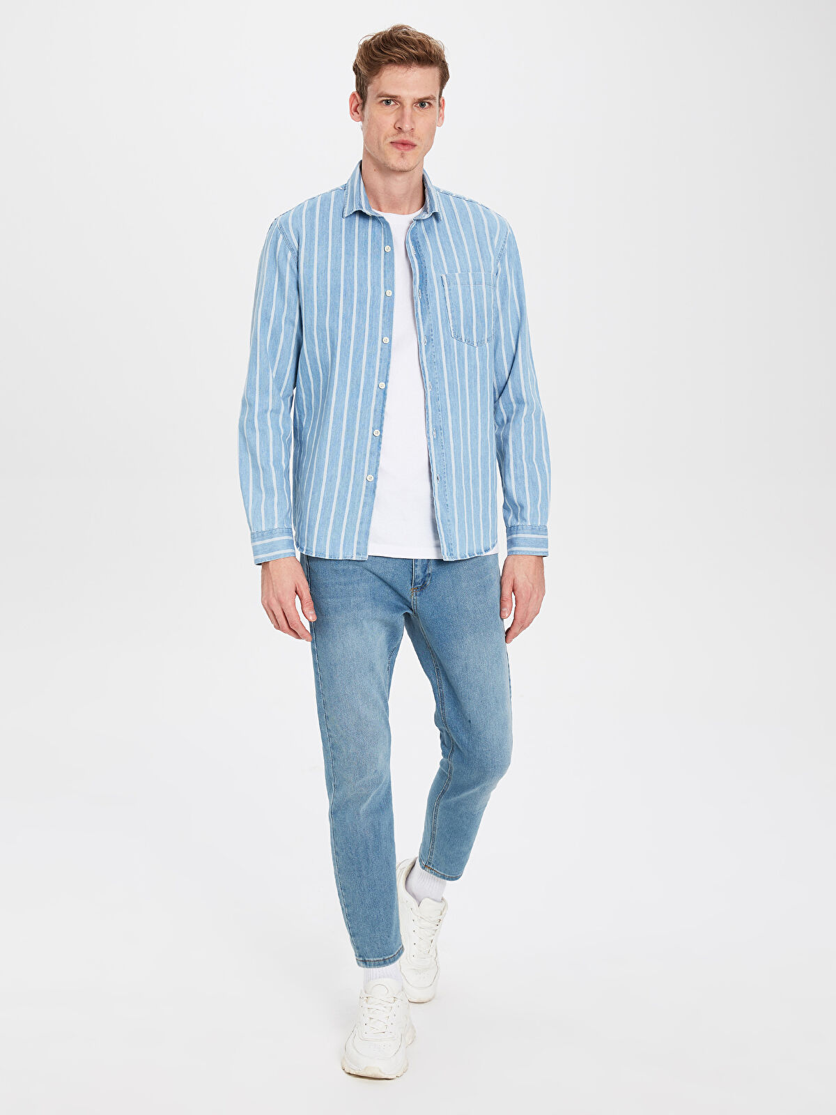 LCW CASUAL Standart Kalıp Uzun Kollu Erkek Jean Gömlek