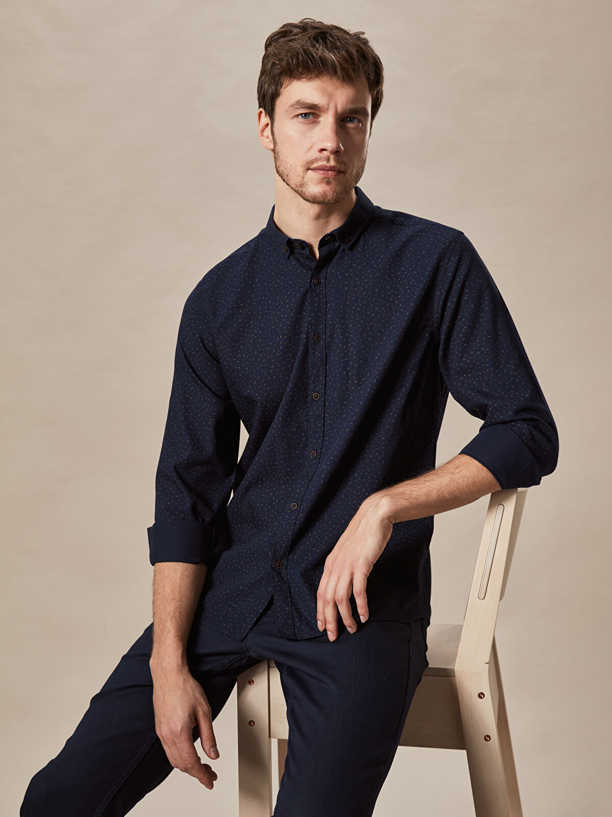 Slim Fit Uzun Kollu Oxford Erkek Gömlek