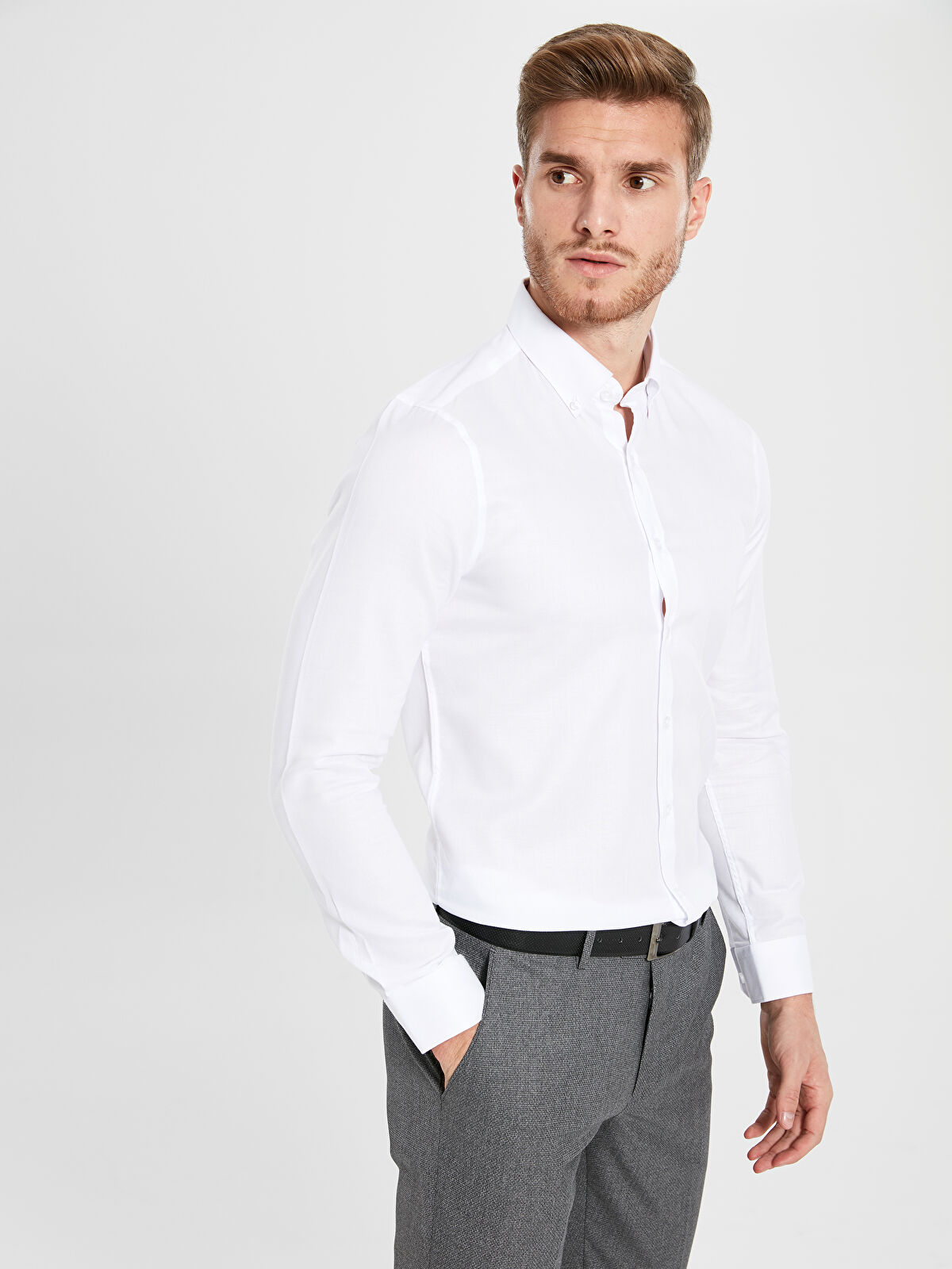 Slim Fit Uzun Kollu Oxford Erkek Gömlek
