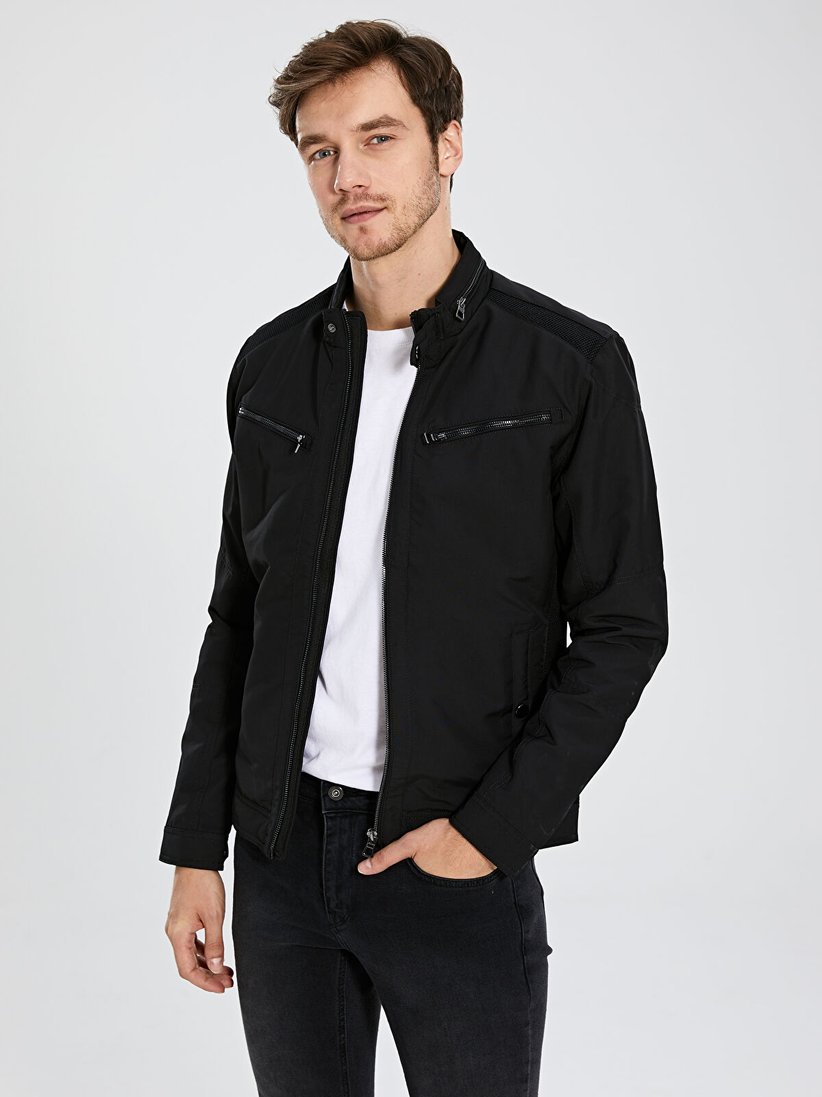 LCW VISION Slim Fit Biker Yaka İnce Erkek Mont