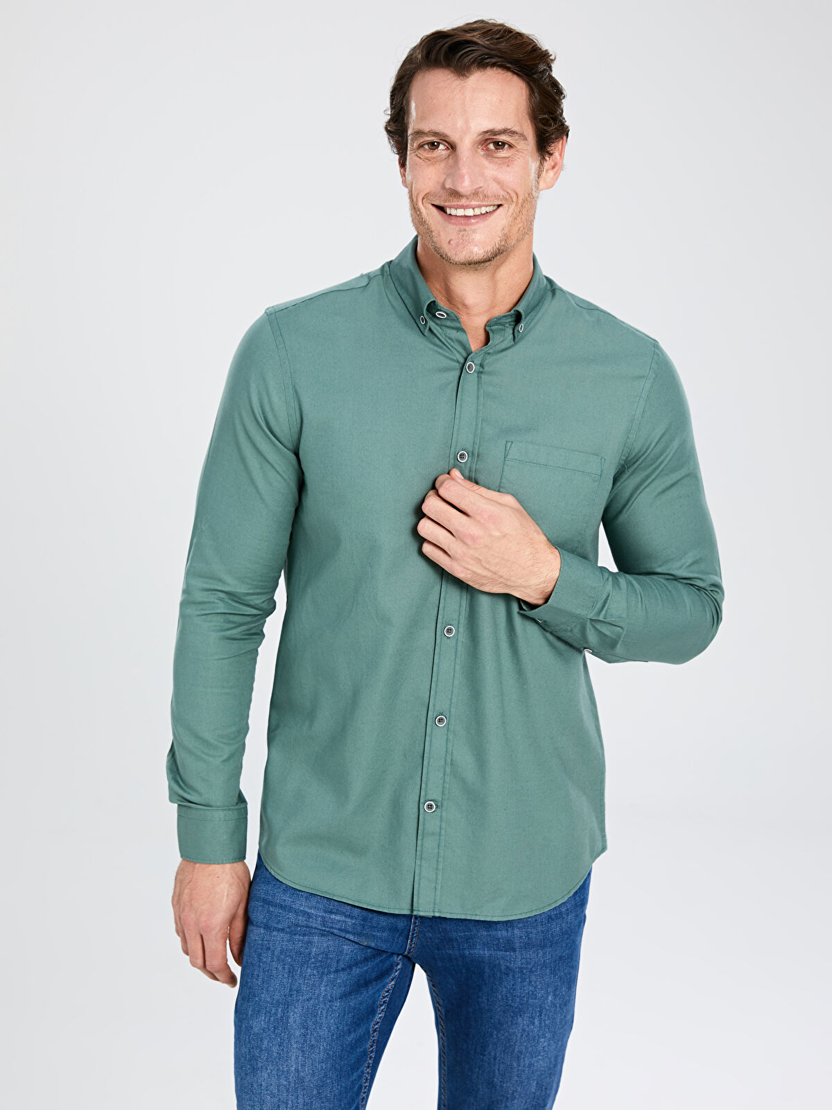 Regular Fit Uzun Kollu Oxford Erkek Gömlek