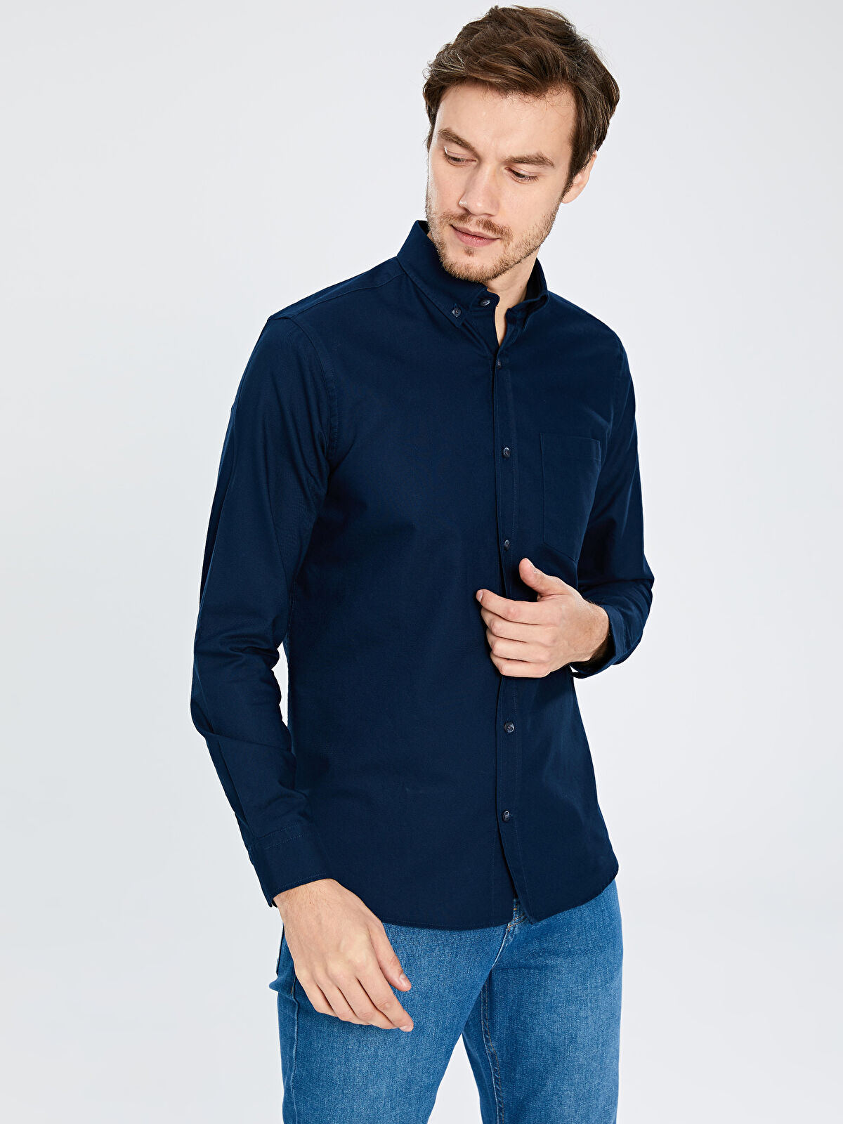 Regular Fit Uzun Kollu Oxford Erkek Gömlek