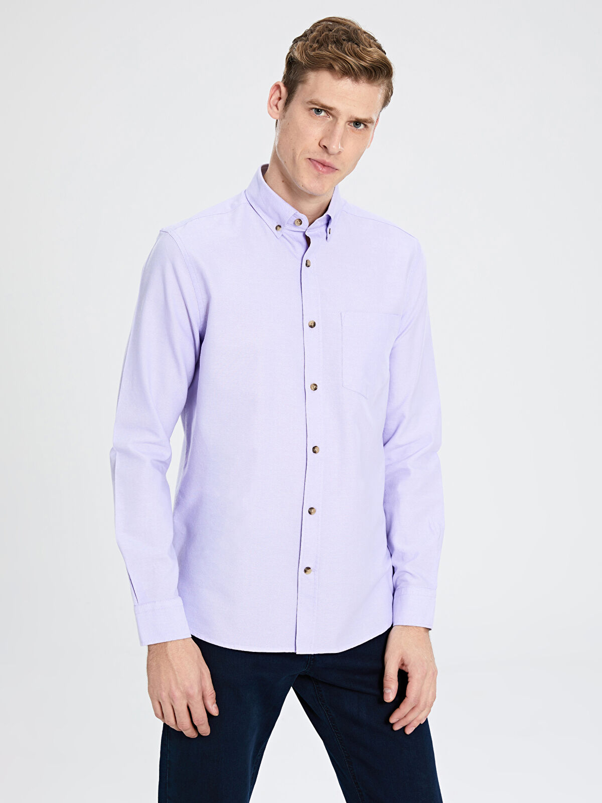 Regular Fit Uzun Kollu Oxford Erkek Gömlek