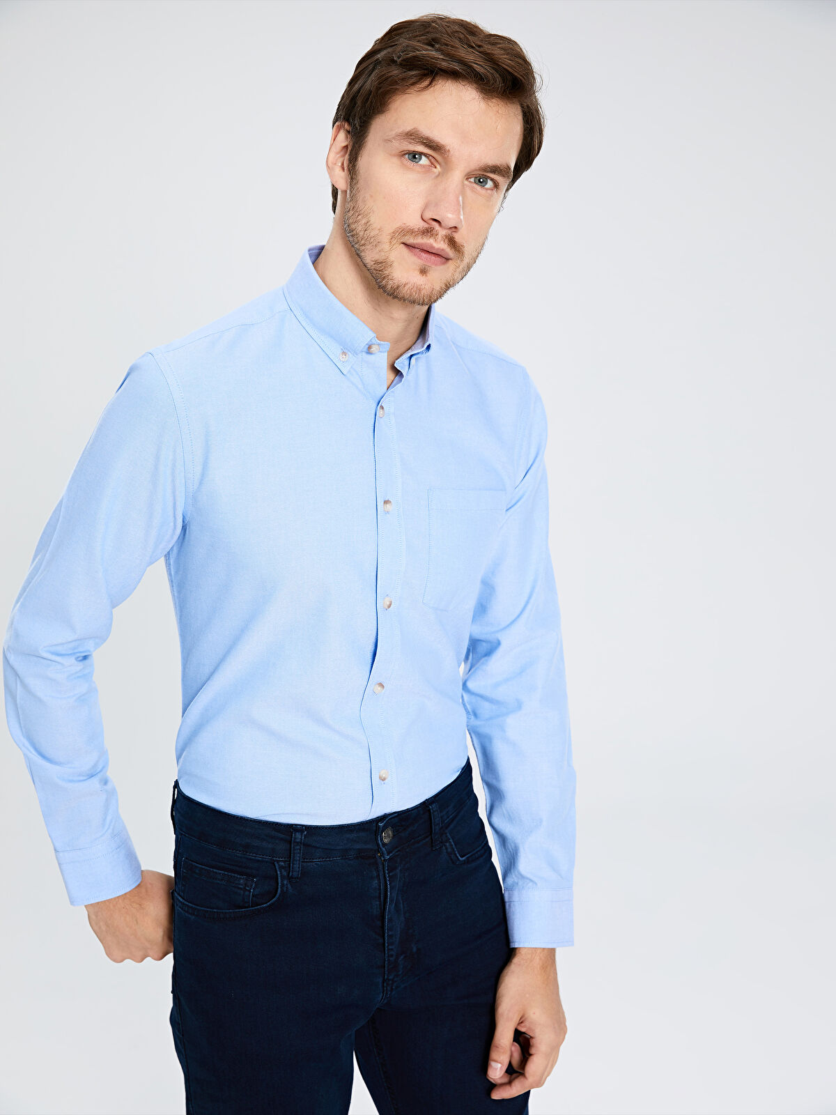 Regular Fit Uzun Kollu Oxford Erkek Gömlek