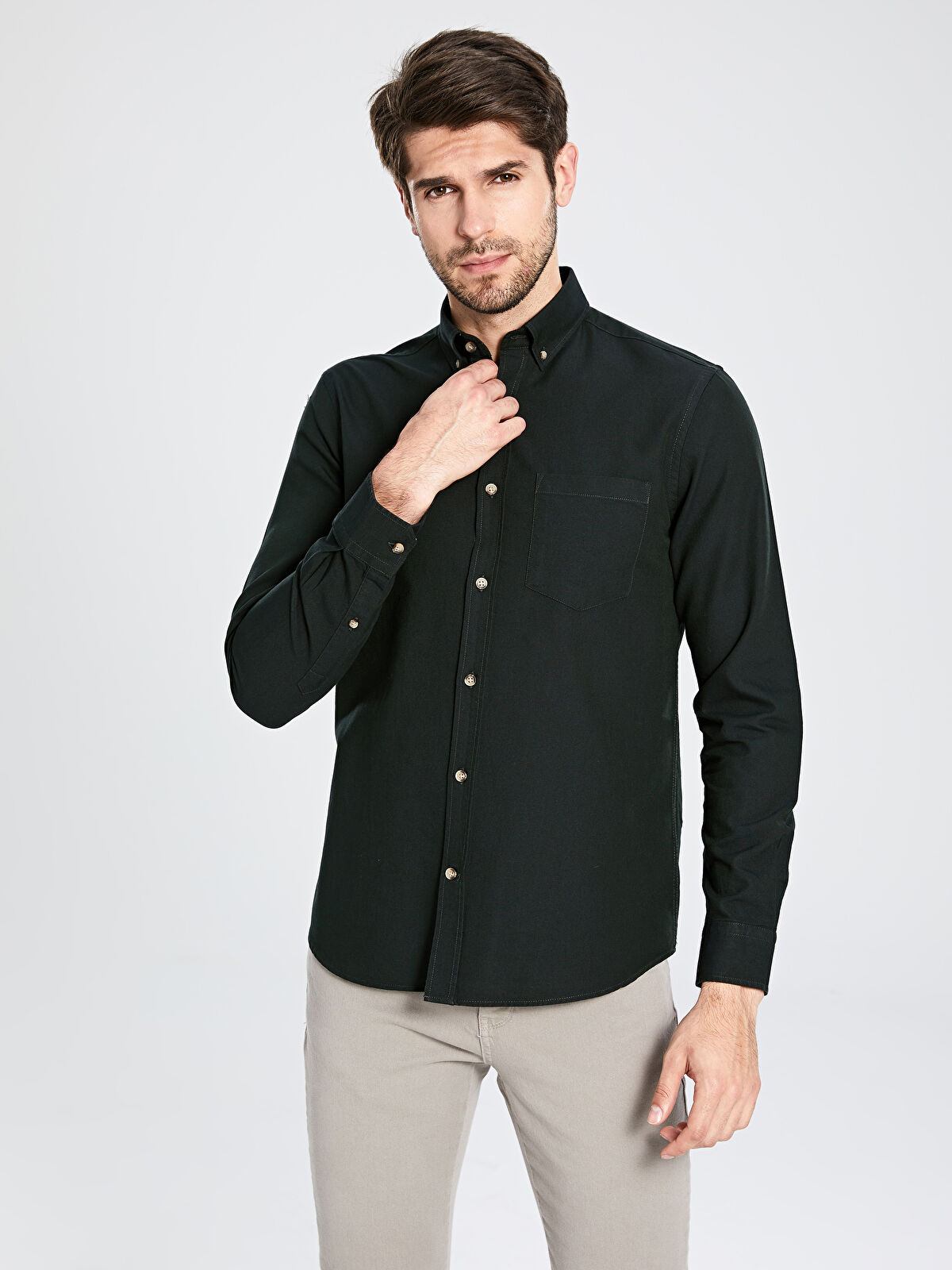 Regular Fit Uzun Kollu Oxford Erkek Gömlek