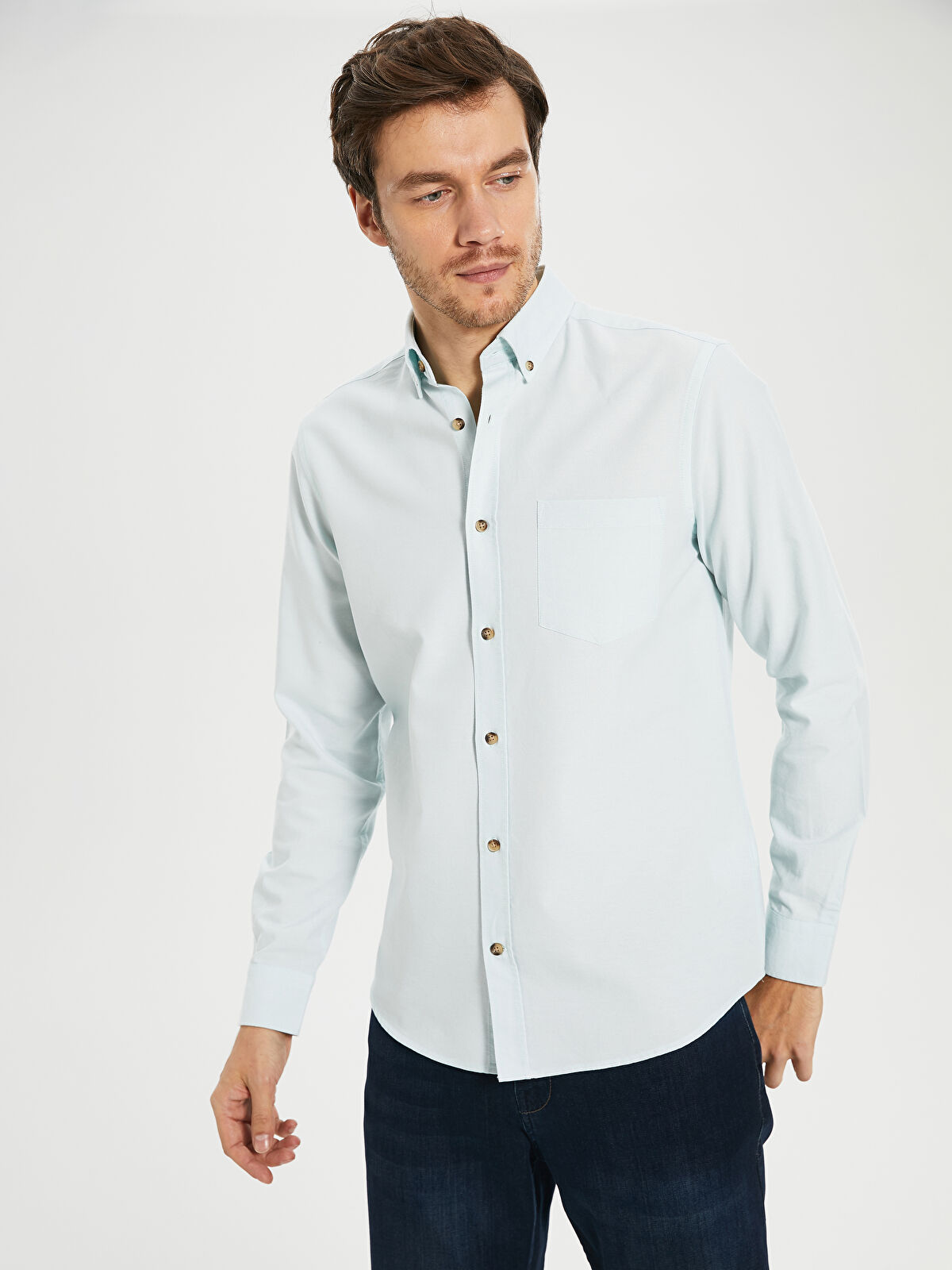 Regular Fit Uzun Kollu Oxford Erkek Gömlek