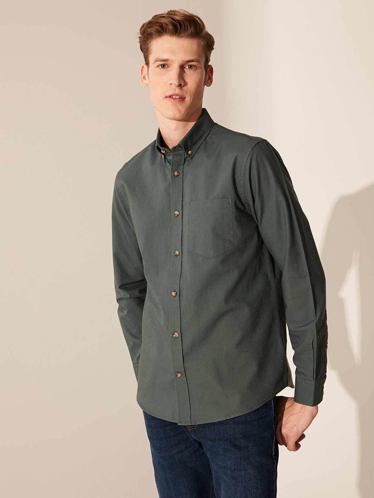 Regular Fit Uzun Kollu Oxford Erkek Gömlek