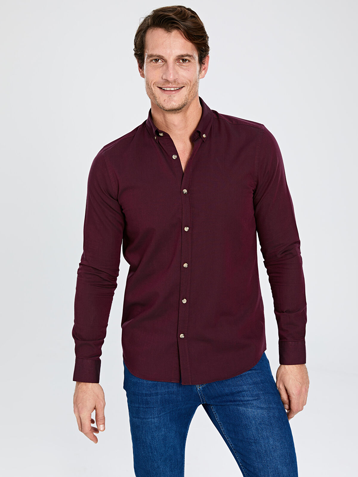 Slim Fit Uzun Kollu Oxford Erkek Gömlek