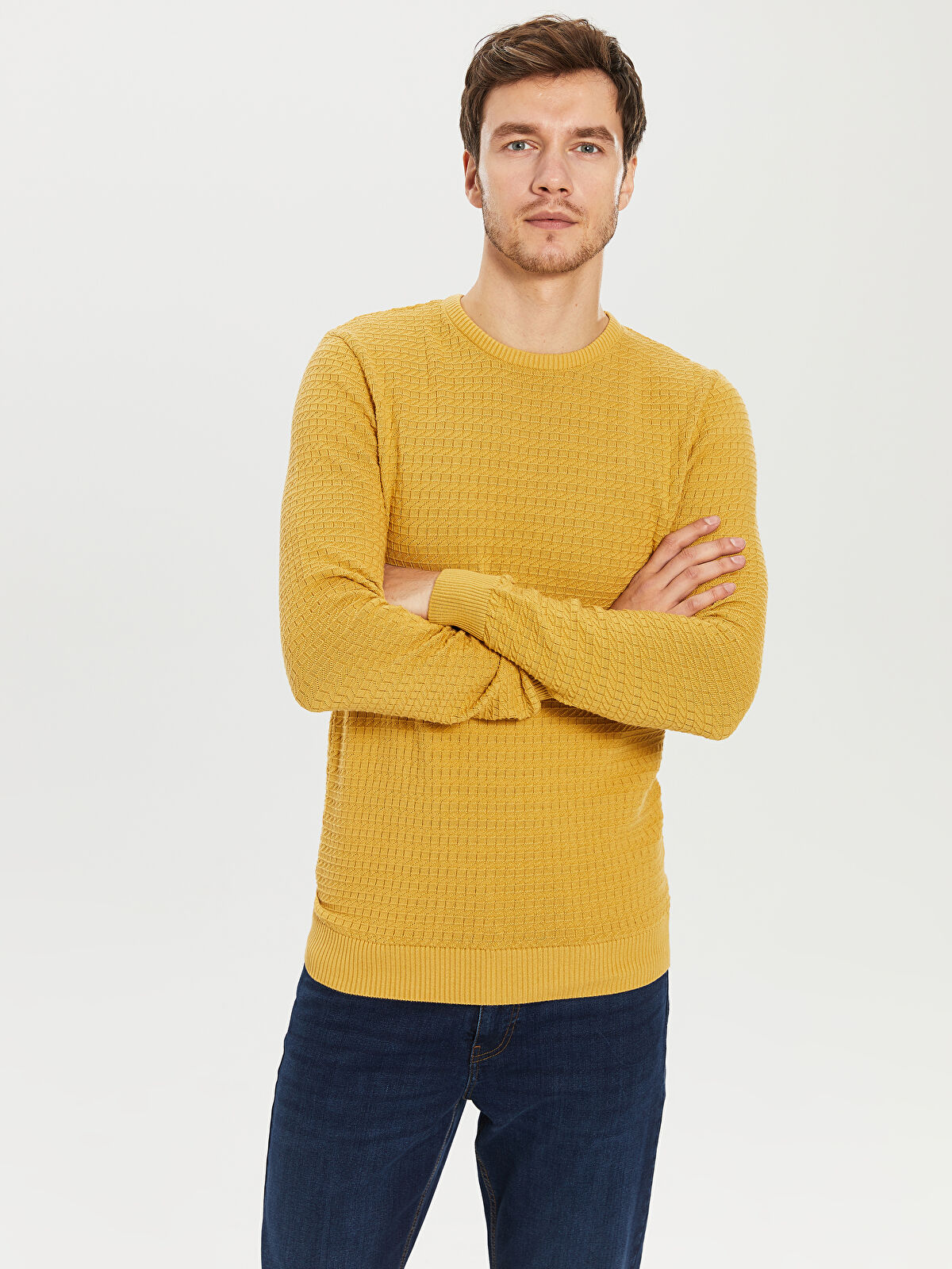 Bisiklet Yaka Uzun Kollu İnce Erkek Triko Kazak