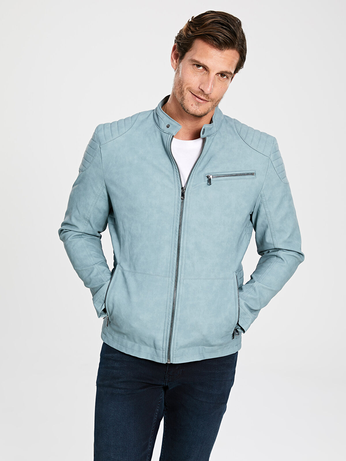 LCW VISION Slim Fit Deri Görünümlü Mont