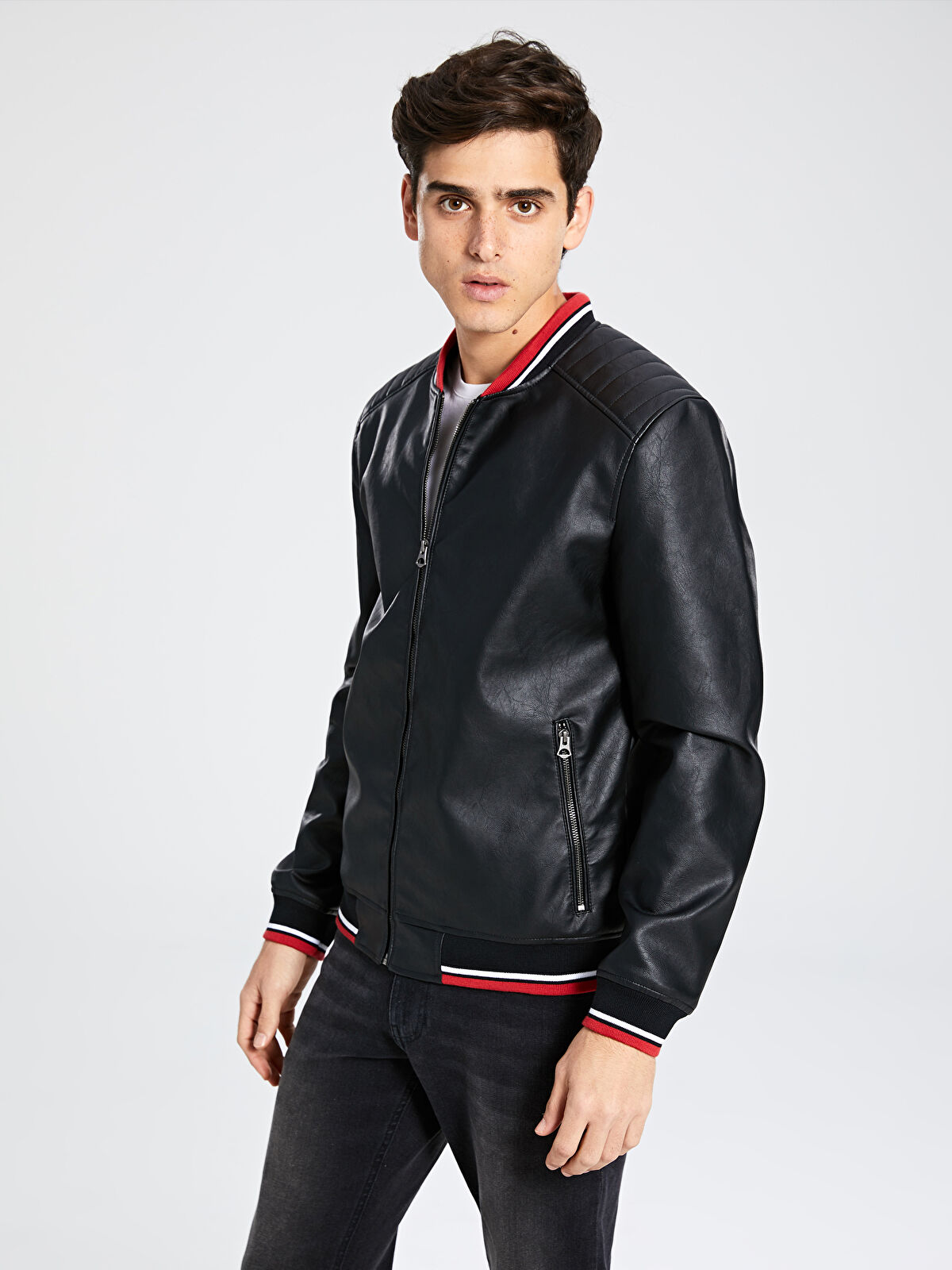 LCW CASUAL Standart Kalıp Erkek Deri Görünümlü Mont