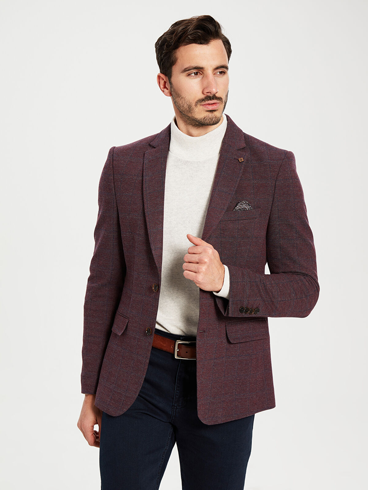 Dar Kalıp Dokulu Blazer Ceket