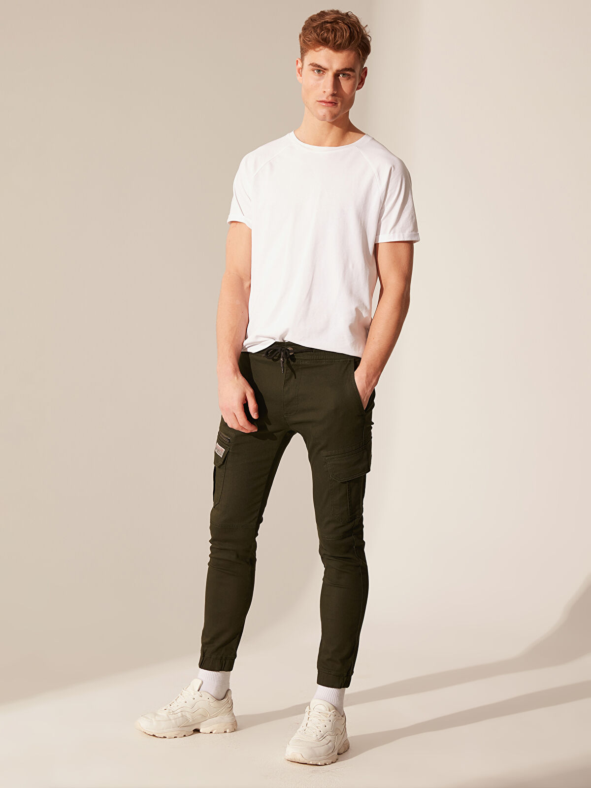 Slim Fit Gabardin Kargo Pantolon