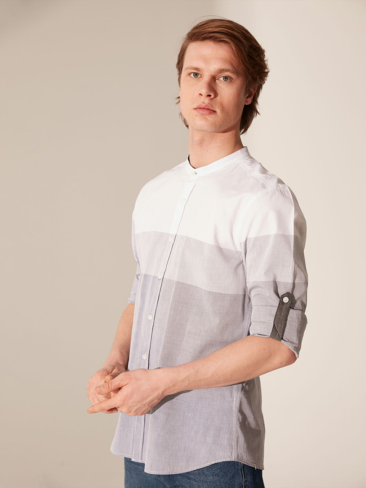 Ekstra Slim Fit Uzun Kollu Çizgili Erkek Gömlek