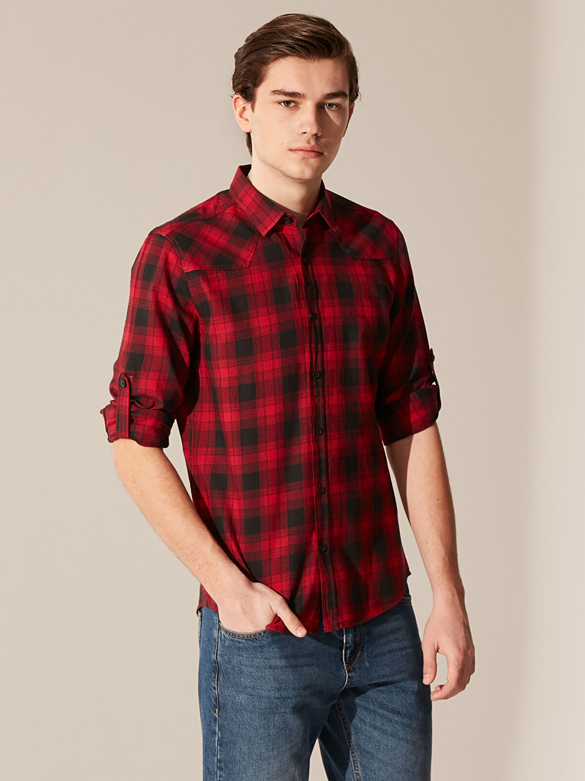 Ekstra Slim Fit Ekose Gömlek